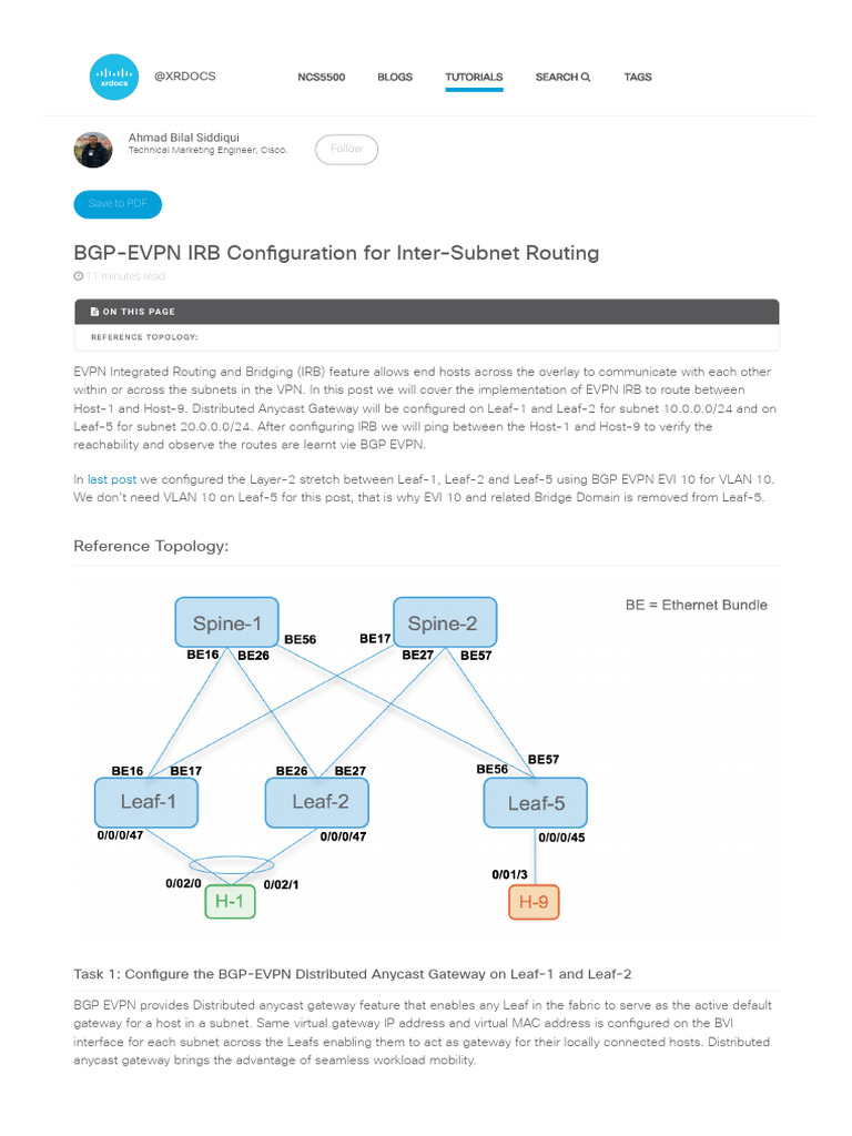 Xrdocs Io ncs5500 Tutorials BGP Evpn Irb Configuration | PDF | Ip ...