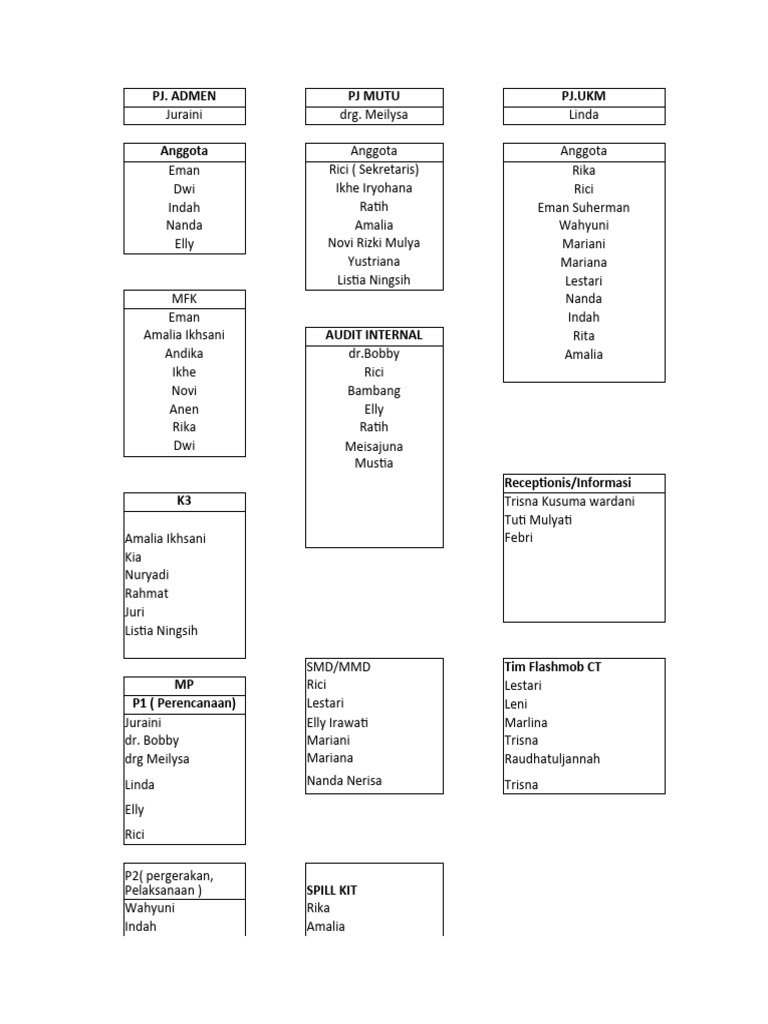 Daftar Anggota Tim dan Tugas | PDF