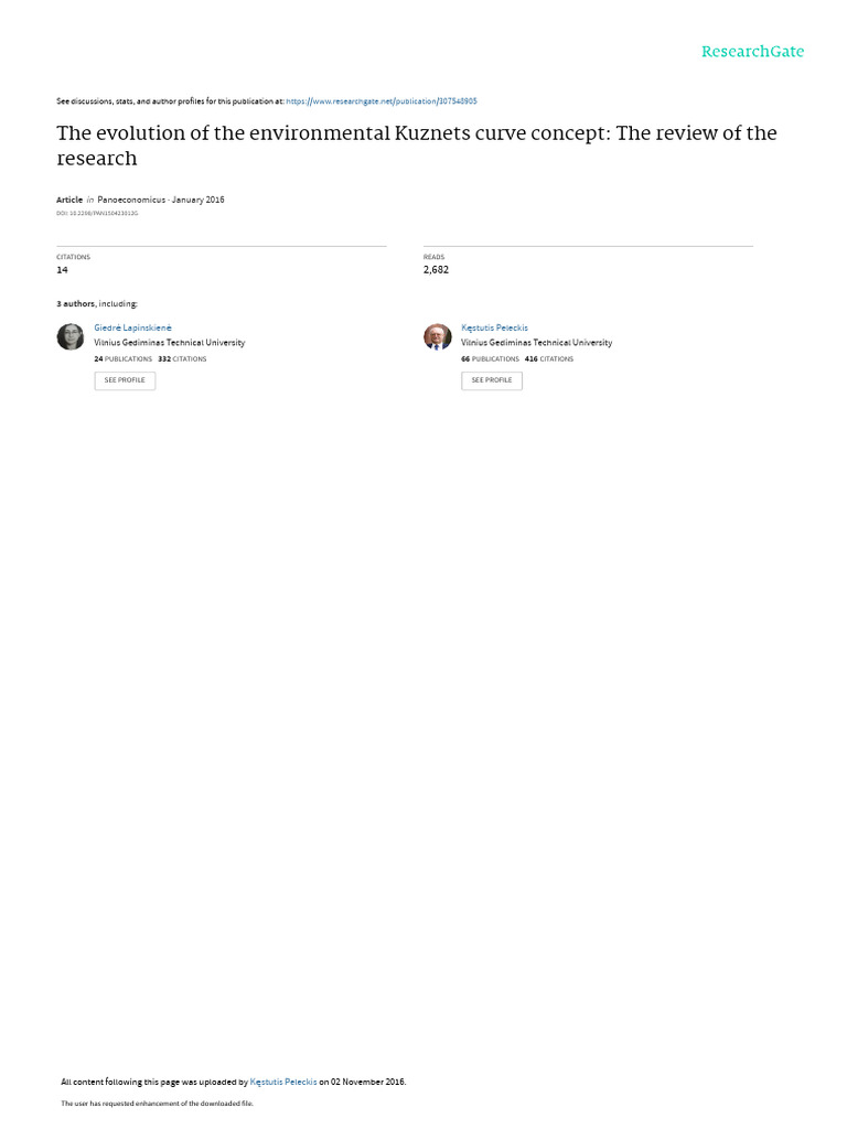 The Evolution of The Environmental Kuznets Curve Concept - The Review ...