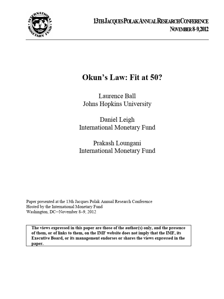 Okun's Law | PDF | Unemployment | Labour Economics