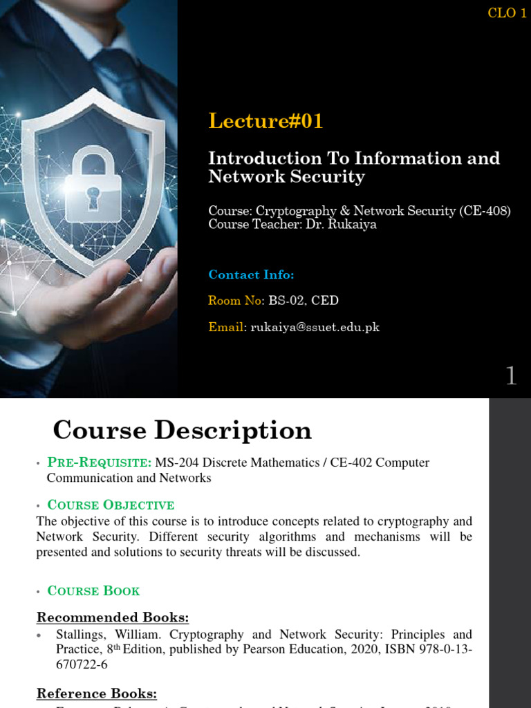 Lecture#01- Introduction to Information Security COncepts | PDF | Cryptography | Key (Cryptography)