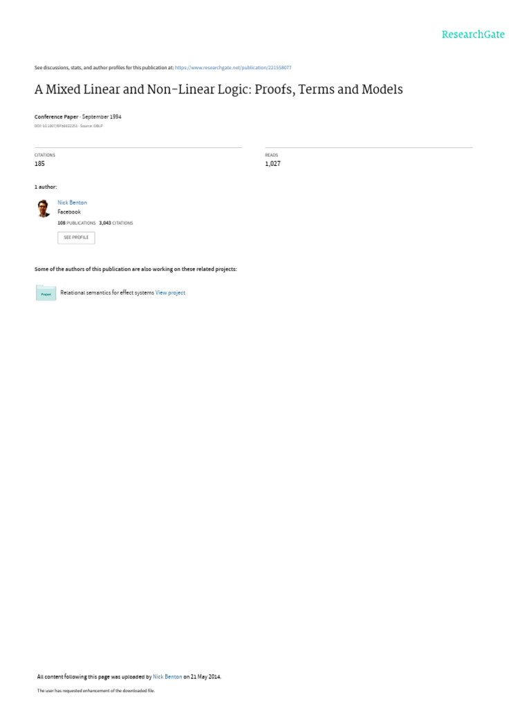 A Mixed Linear And Non Linear Logic Proofs Terms And Models PDF