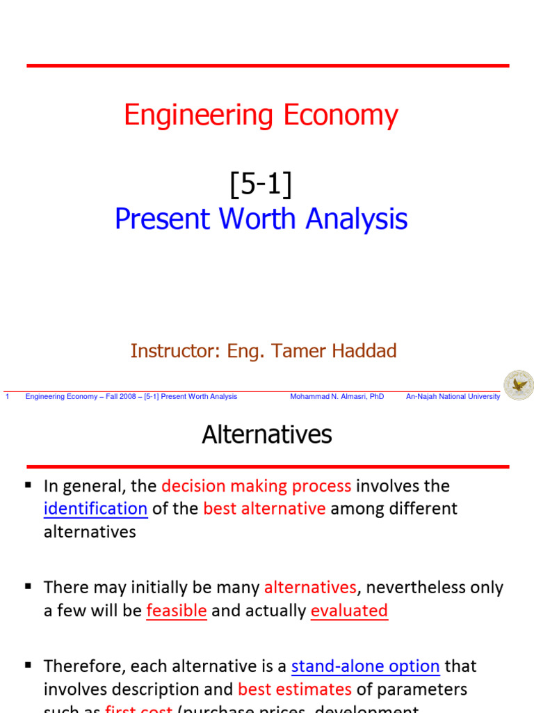 6901 (5-1) Present Worth Analysis | PDF | Economies | Economics