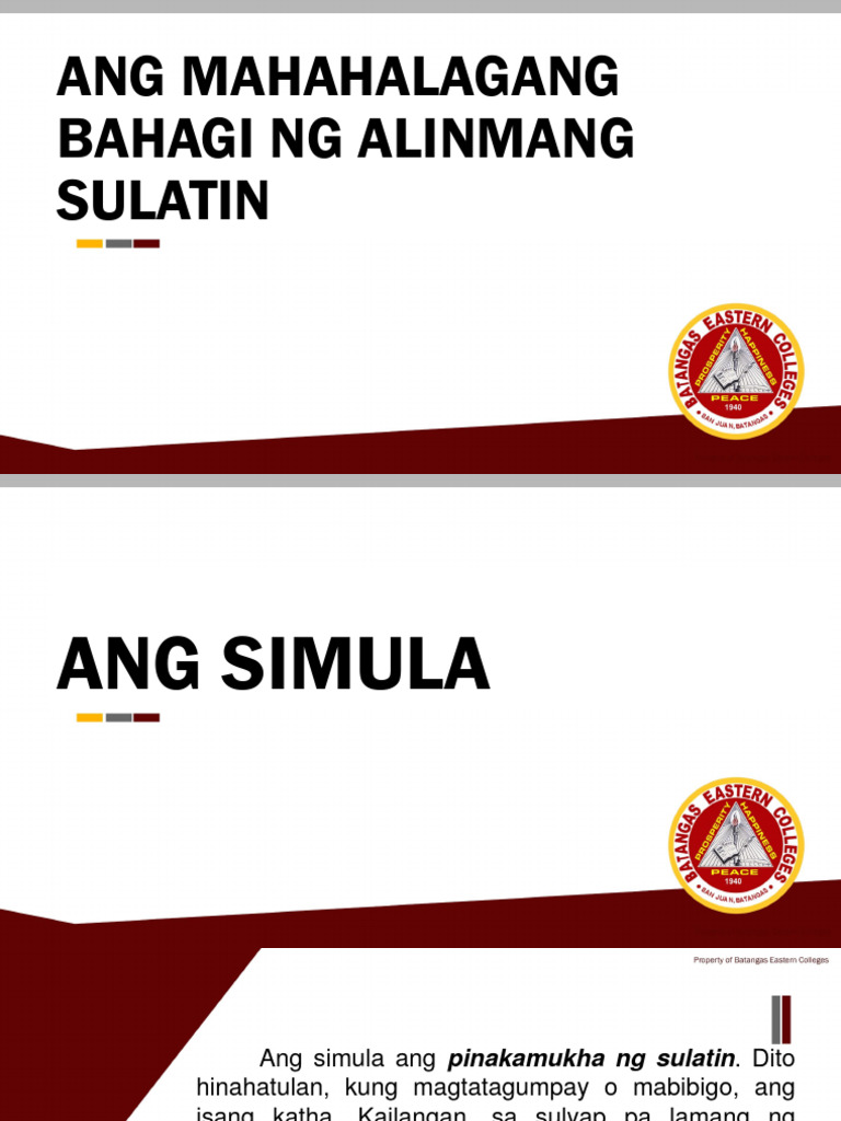 Ang Mahahalagang Bahagi NG Sulatin | PDF