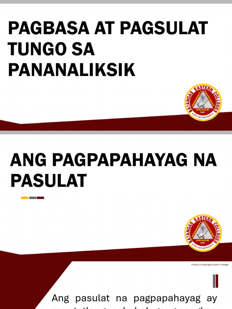 Ang Pagpapahayag Na Pasulat | PDF