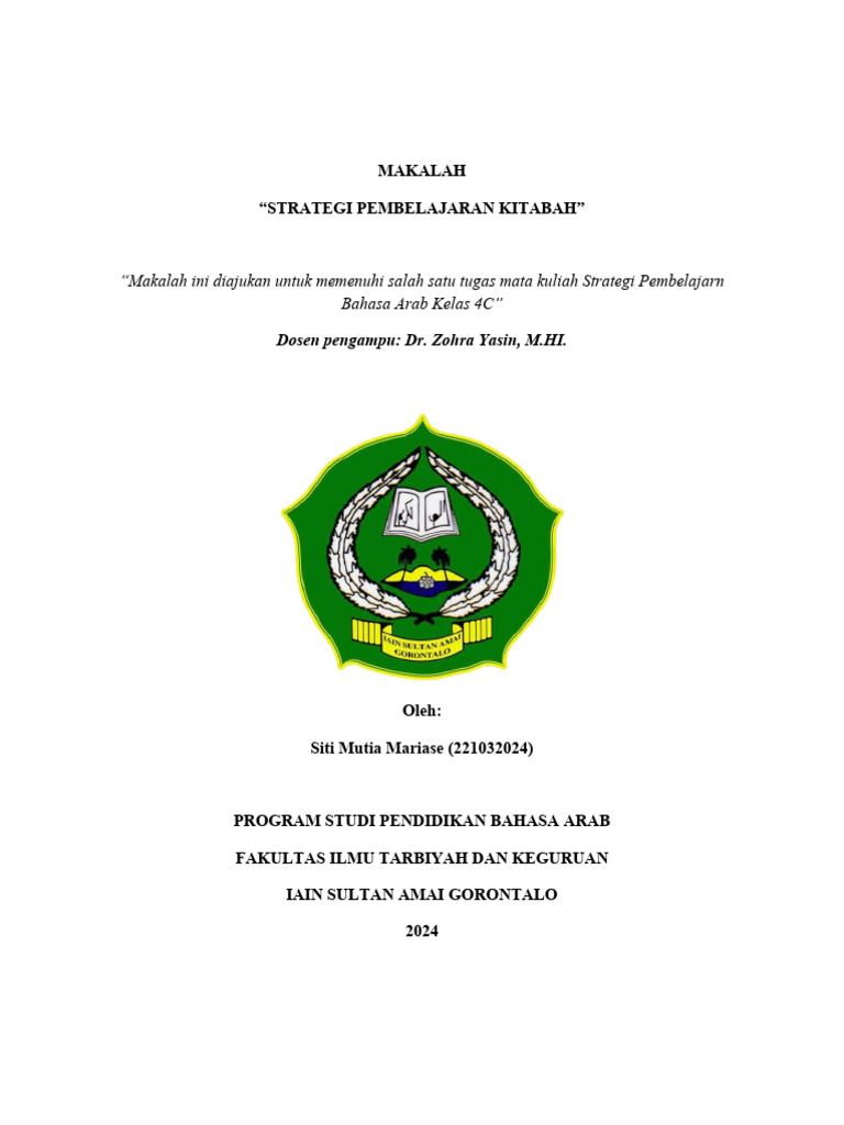 Strategi Pembelajaran Kitabah Arab | PDF