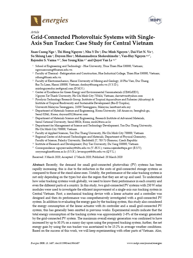 Grid-Connected Photovoltaic Systems With Single-Axis Sun Tracker | PDF | Photovoltaics ...