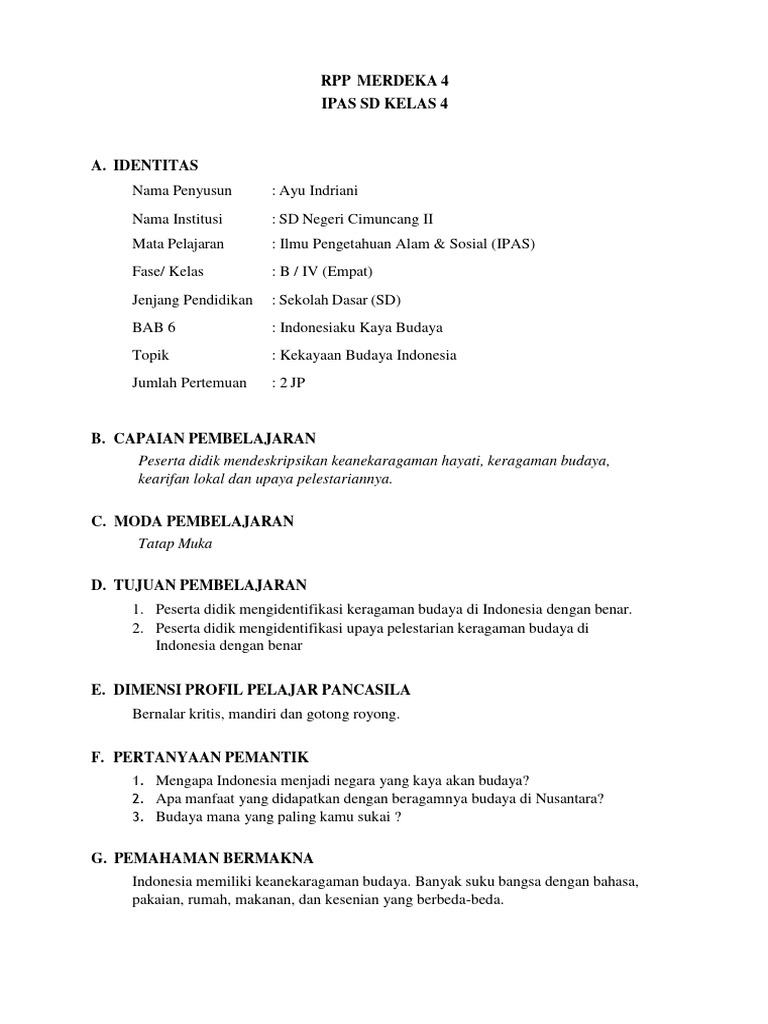RPP Merdeka 4 | PDF