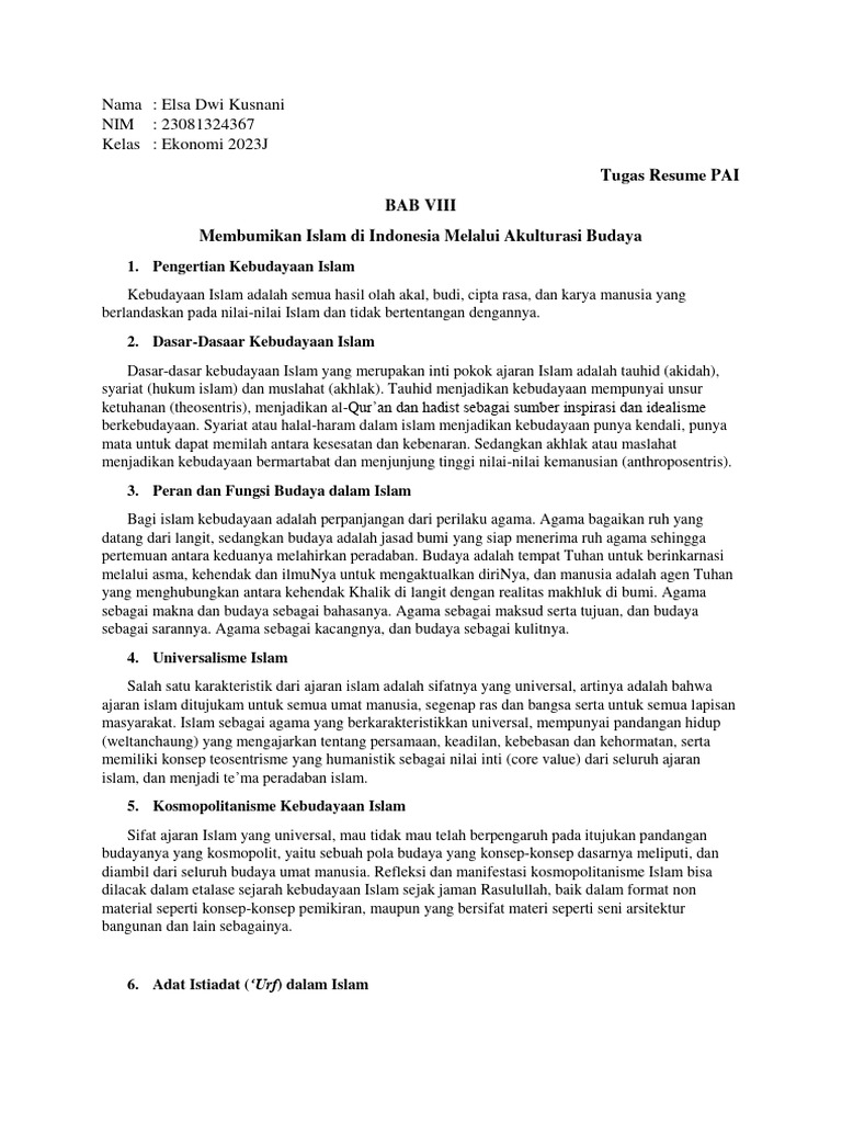 Elsa Dwi Kusnani - Resume PAI | PDF