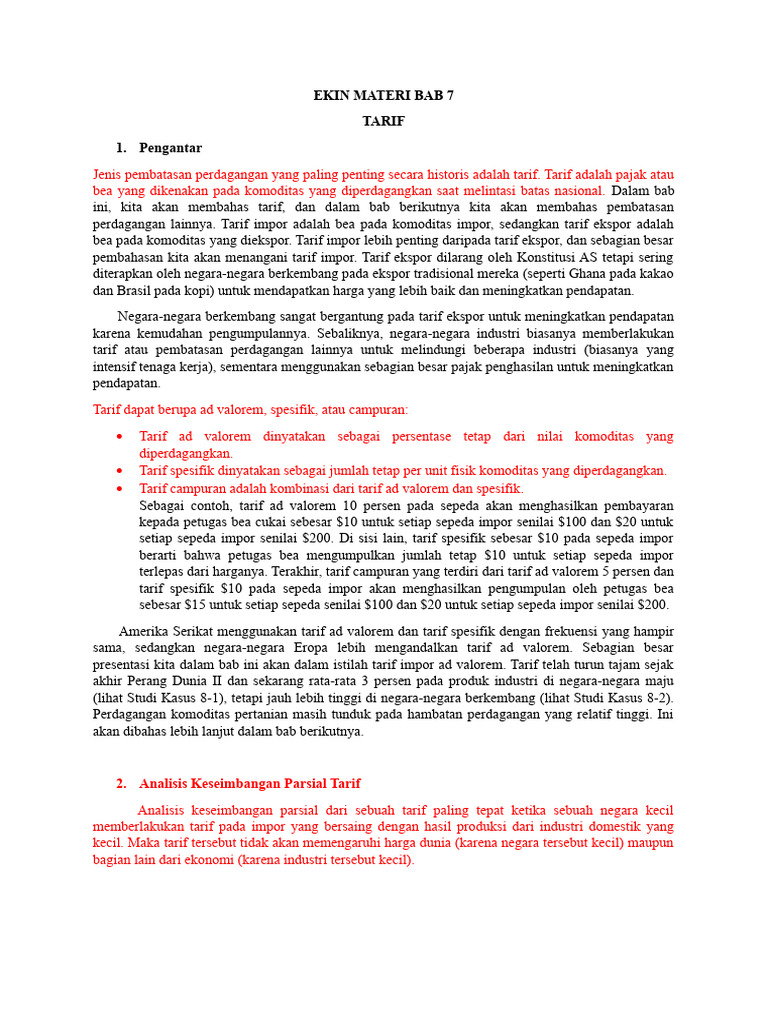 Ekin Materi Bab 7 (Tarif) | PDF | Pengelolaan Keuangan & Uang