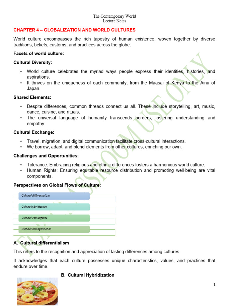 CHAPTER 4 Globalization World Cultures | PDF | Mass Media | Globalization