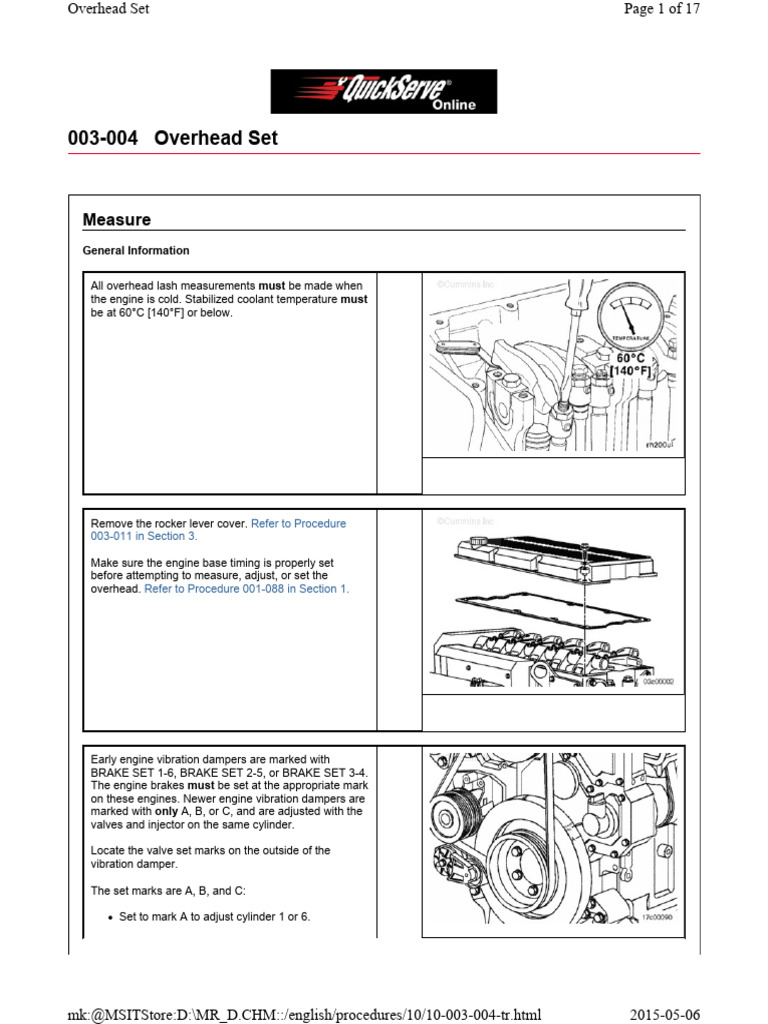 Ajuste de Valvulas e Inyectores Isx | PDF | Engines | Mechanical Engineering