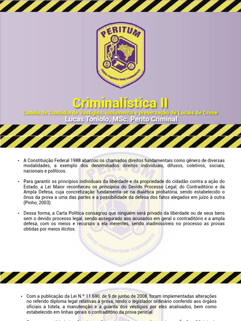 Cadeia De Custodia Pdf Testemunha Especializada Prova Jurídico