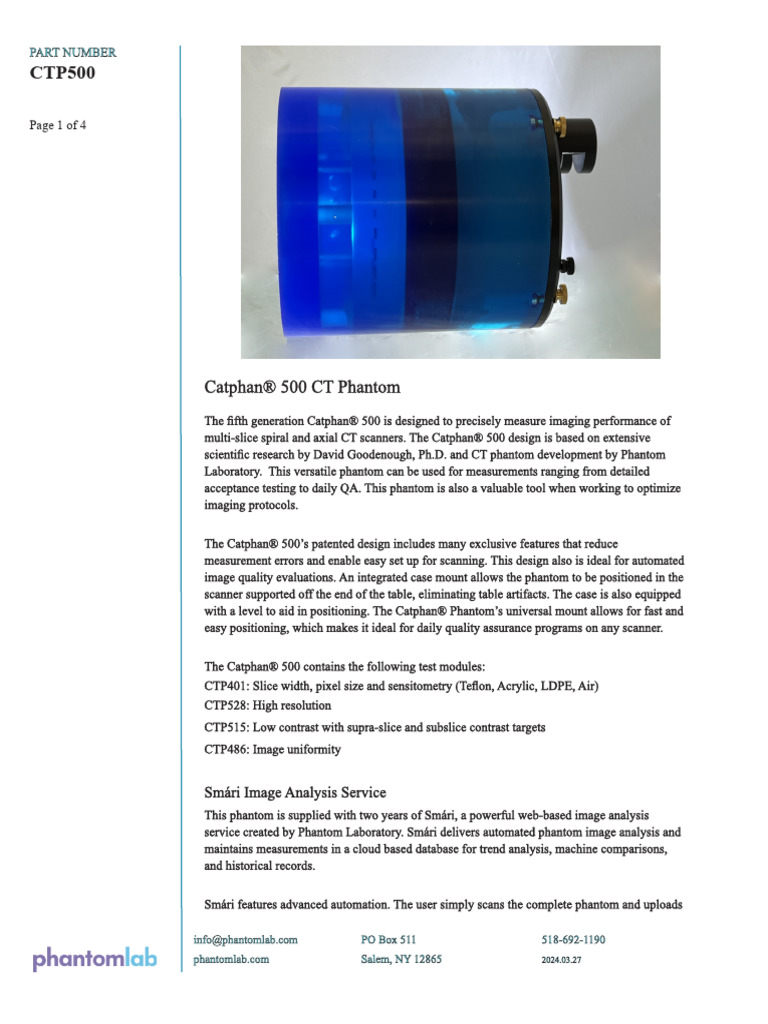 CTP500 Data Sheet | PDF | Ct Scan | Image Scanner