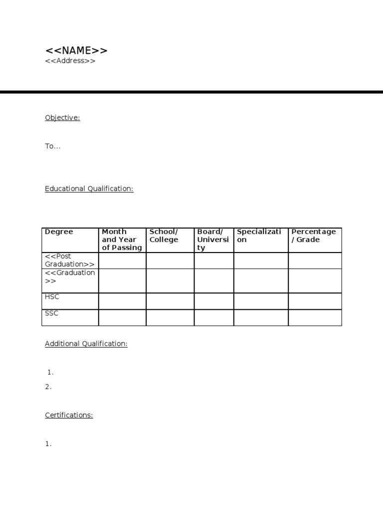 Standard Resume Template Guide | PDF