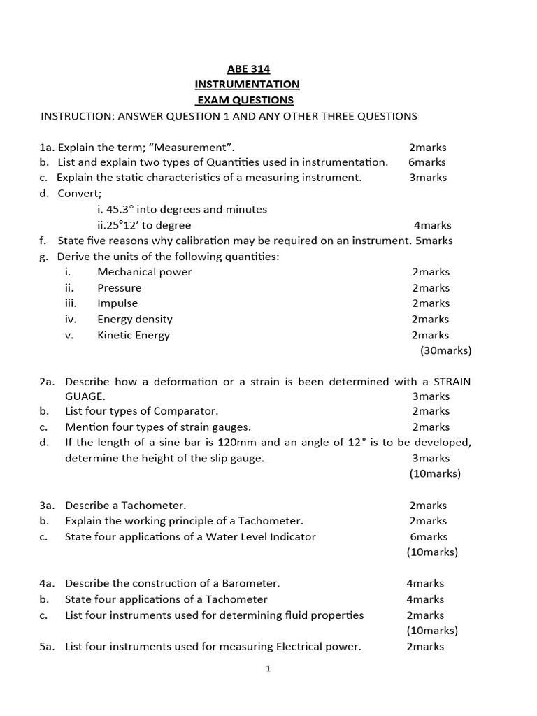 ABE Exam 2020 | Download Free PDF | Pressure Measurement | Continuum ...