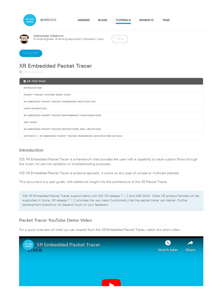 Xrdocs Io Asr9k Tutorials XR Embedded Packet Tracer | PDF | Router (Computing) | Computer Science