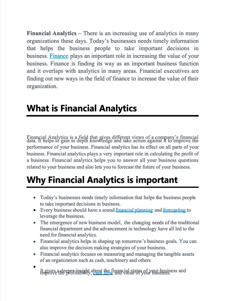 Importance of Financial Analytics | PDF | Investing | Analytics
