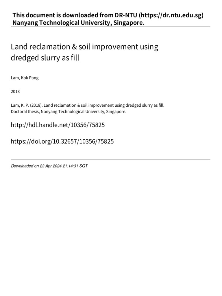 Land Reclamation & Soil Improvement Using Dredged Slurry As Fill | PDF ...