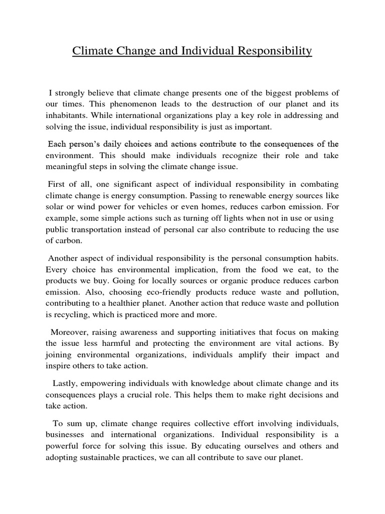Climate Change and Individual Responsibility | PDF