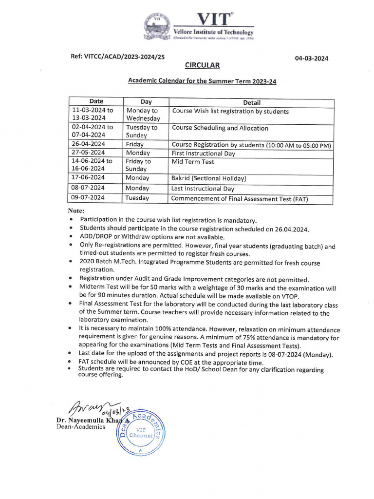 Summer Term - Academic Calendar | PDF