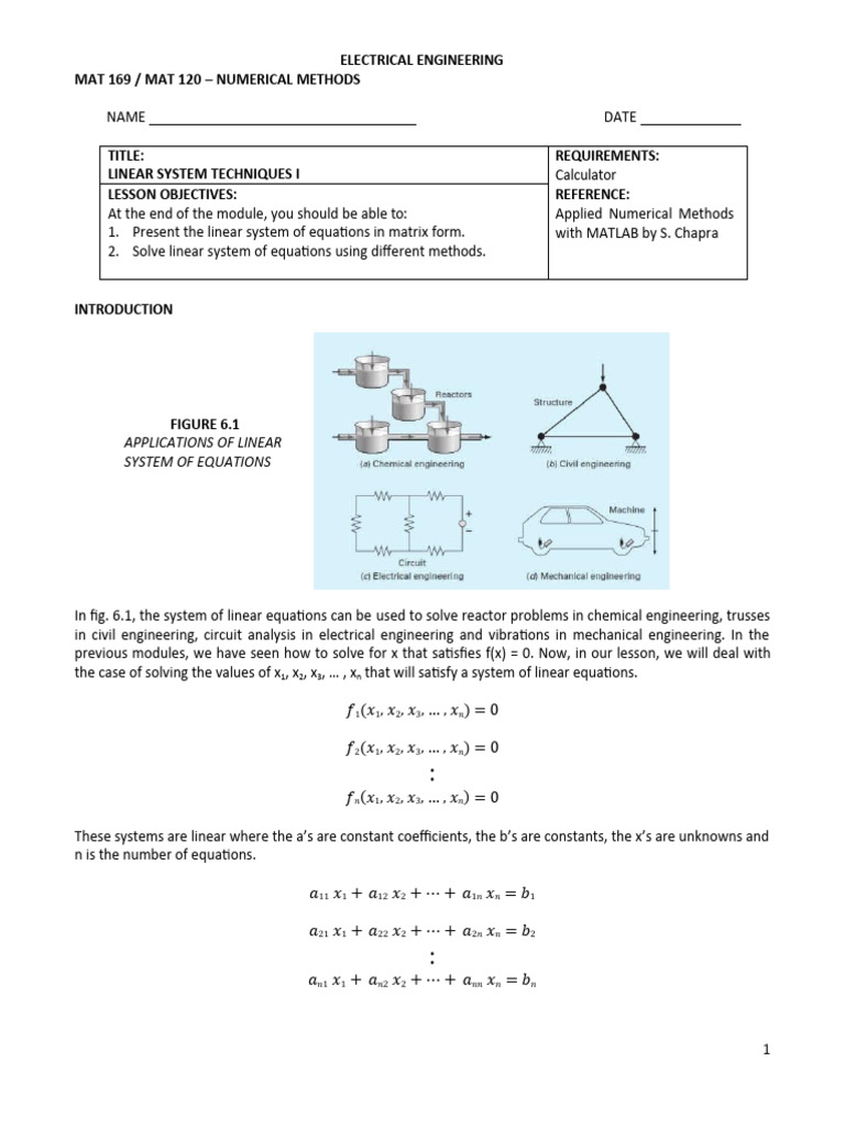 MAT 120 ITE 121 Module 6 Linear Systems I Cramers | PDF | Equations ...