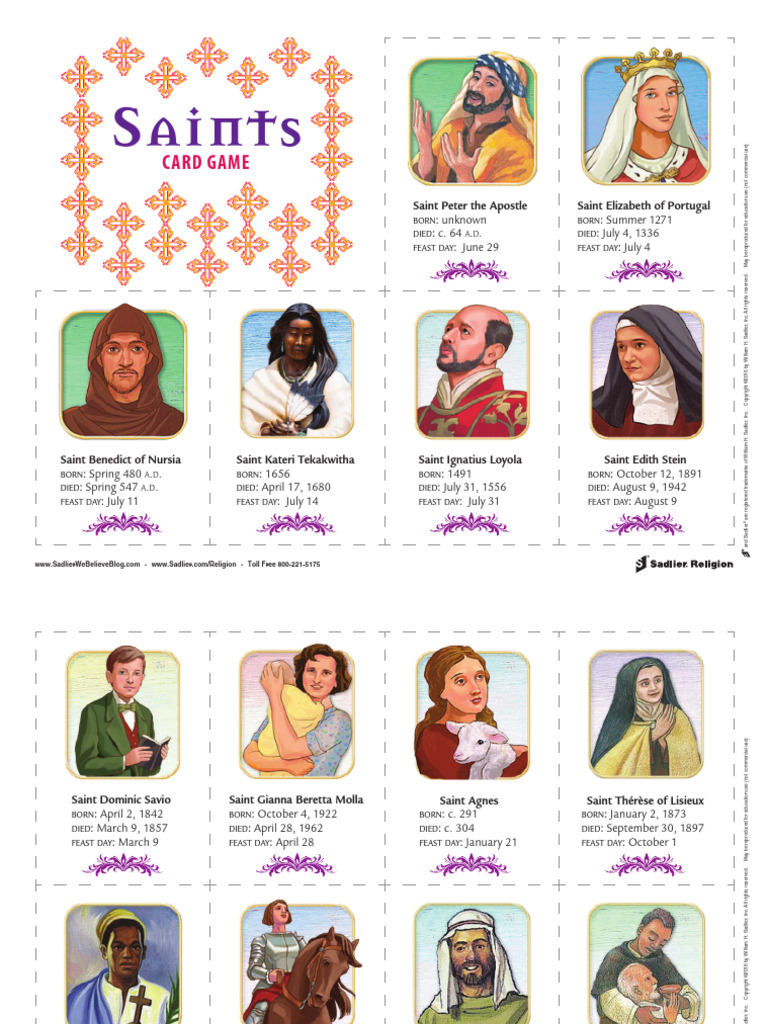 Saints Card Game Activity | PDF | Christian Saints | Saint