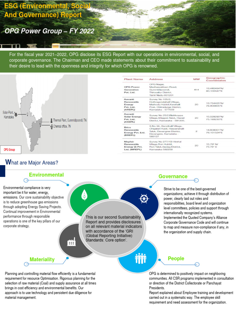 ESG Report Summary Note - FY22-3 | PDF | Sustainability | Natural ...