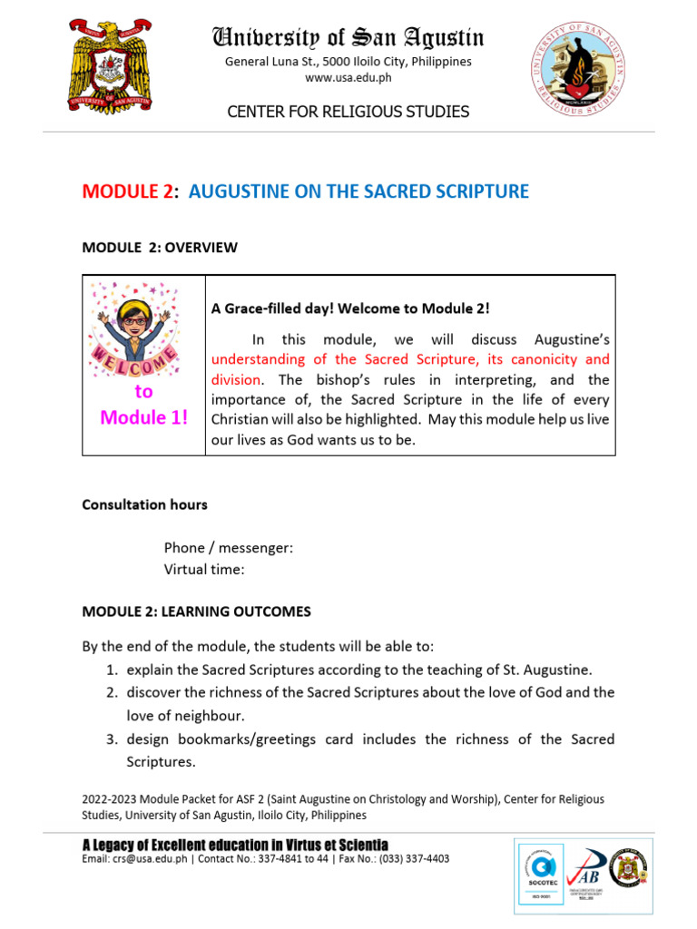 ASF-2-MODULE-2-I-SACRED-SCRIPTURE | PDF | Torah | Biblical Canon