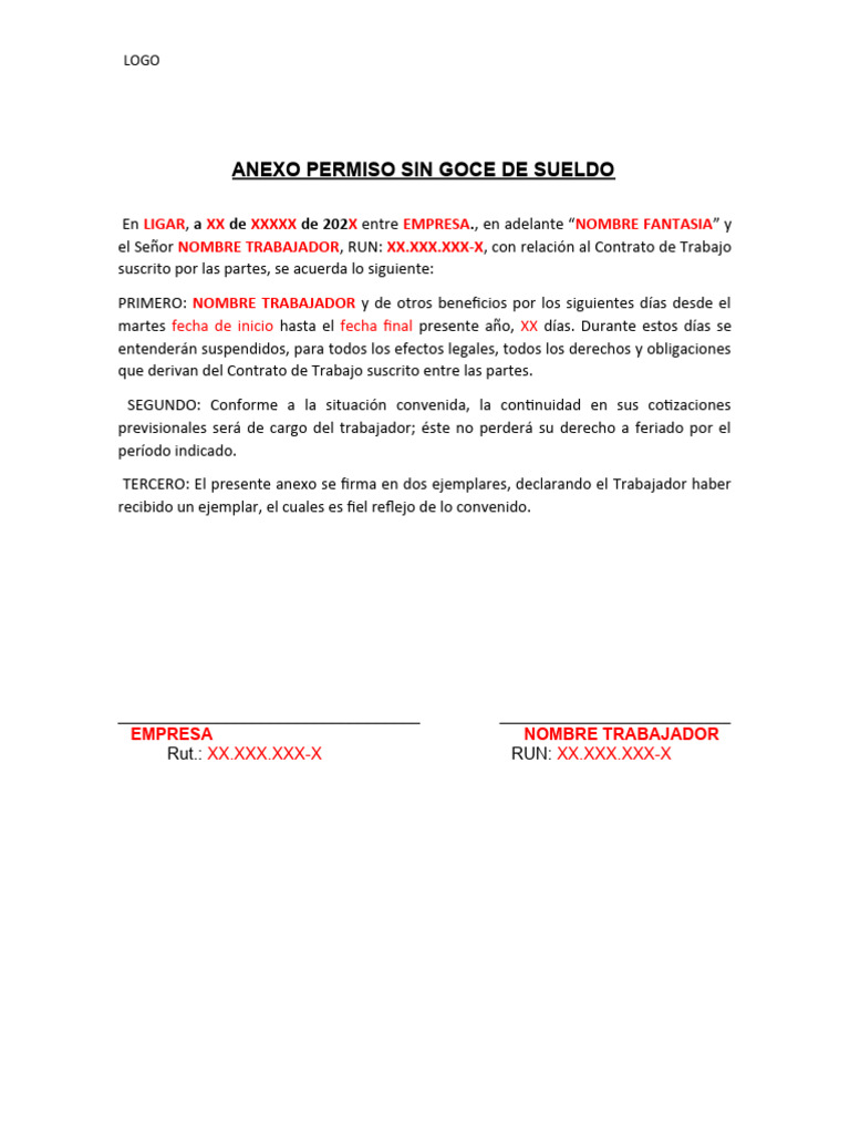 Anexo de Permiso Sin Goce de Sueldo | PDF