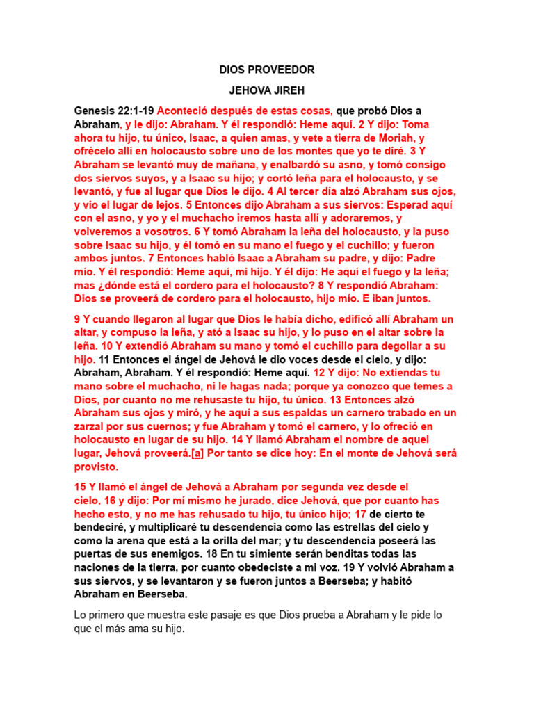 Dios Proveedor | PDF | Abrahán | Isaac