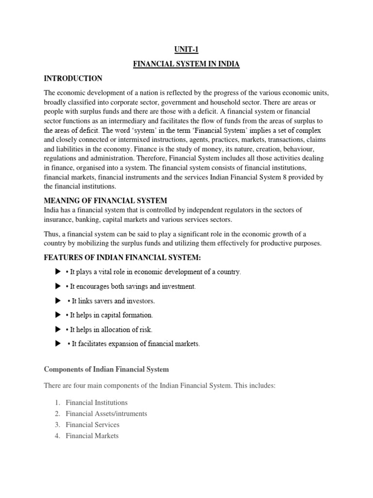 Unit-1 Financial System in India | PDF | Financial Markets | Banks