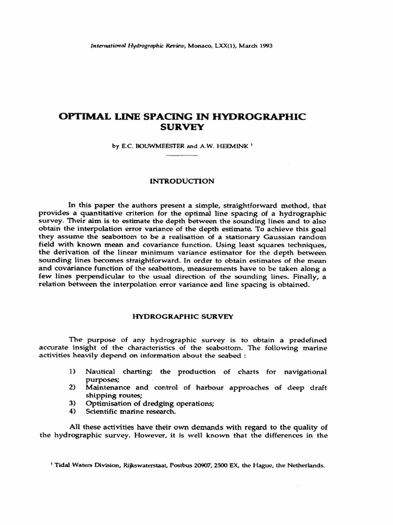 Optimal Line Spacing in Hydrographic Surveys | PDF | Variance ...