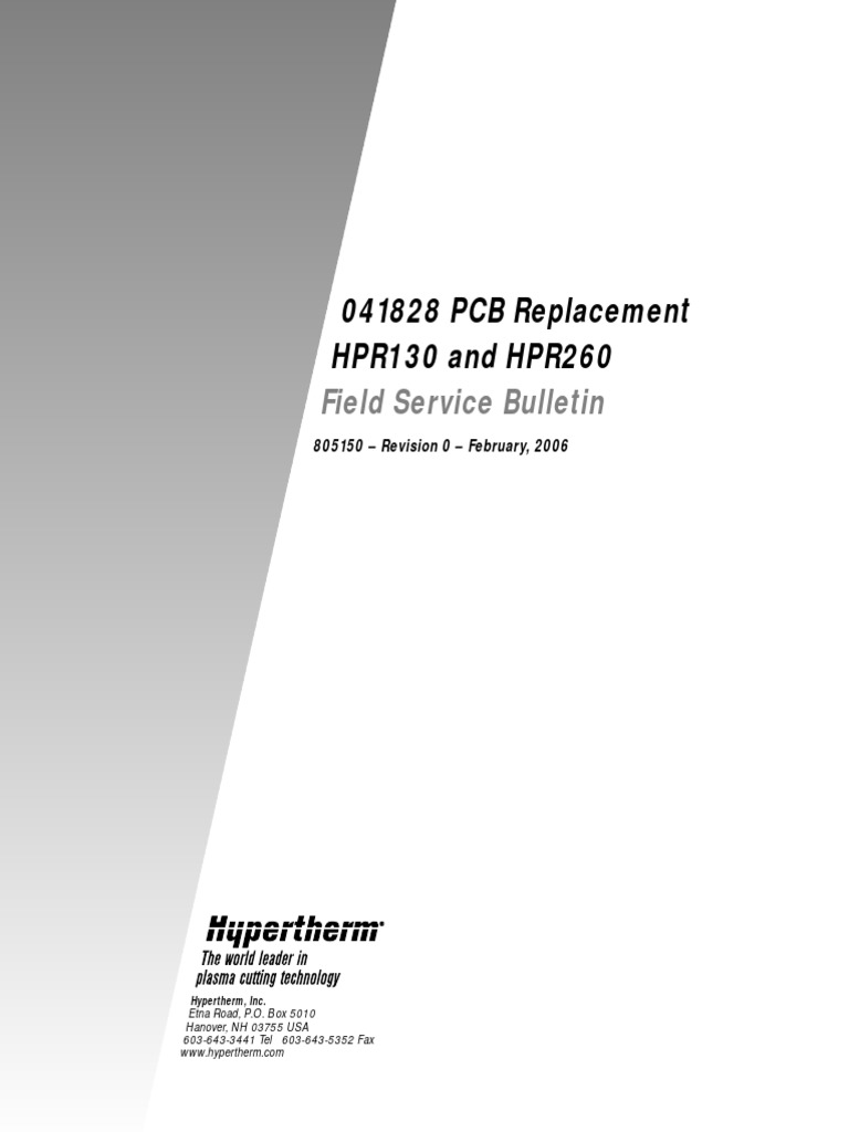 PCB Replacement HPR130 and HPR260: Field Service Bulletin | PDF ...