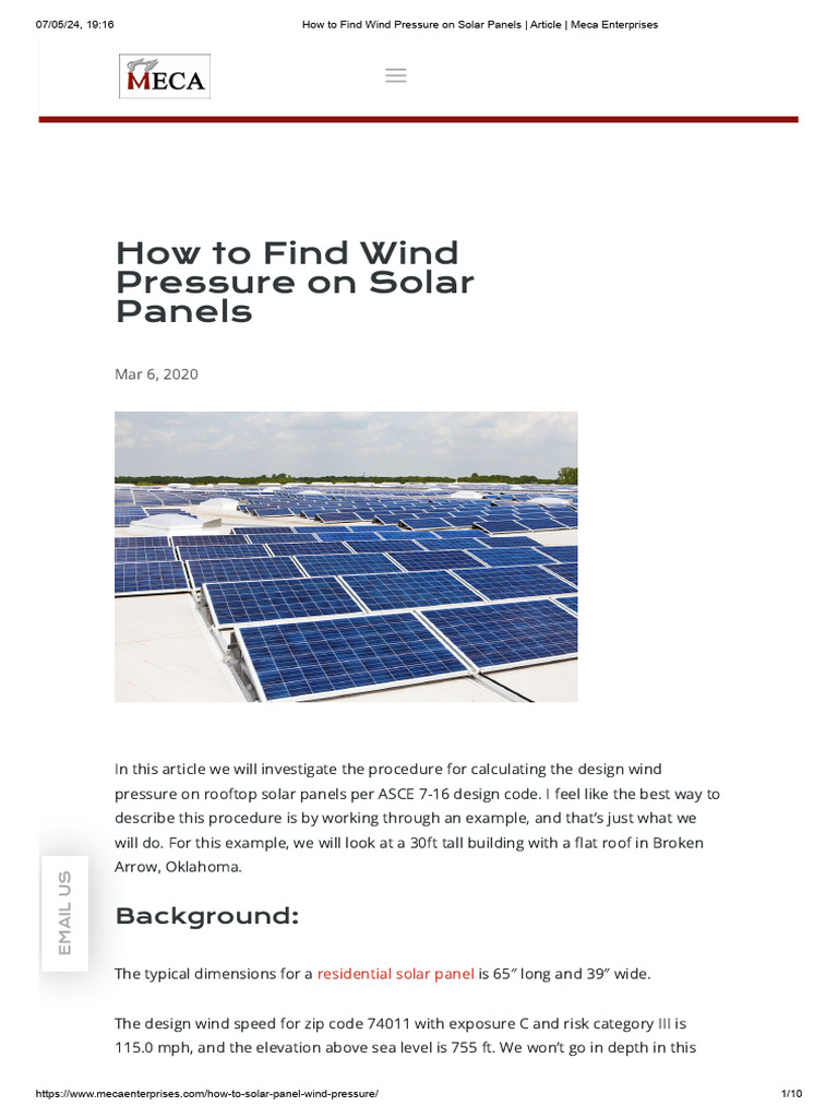 How To Find Wind Pressure On Solar Panels - Article - Meca Enterprises ...