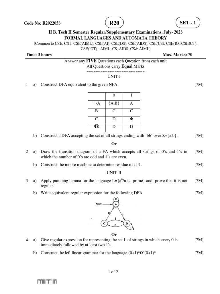 Formal Languages and Automata Theory July 2023 | PDF | Mathematical ... Formal Languages and Automata Theory July 2023 | PDF | Mathematical ...