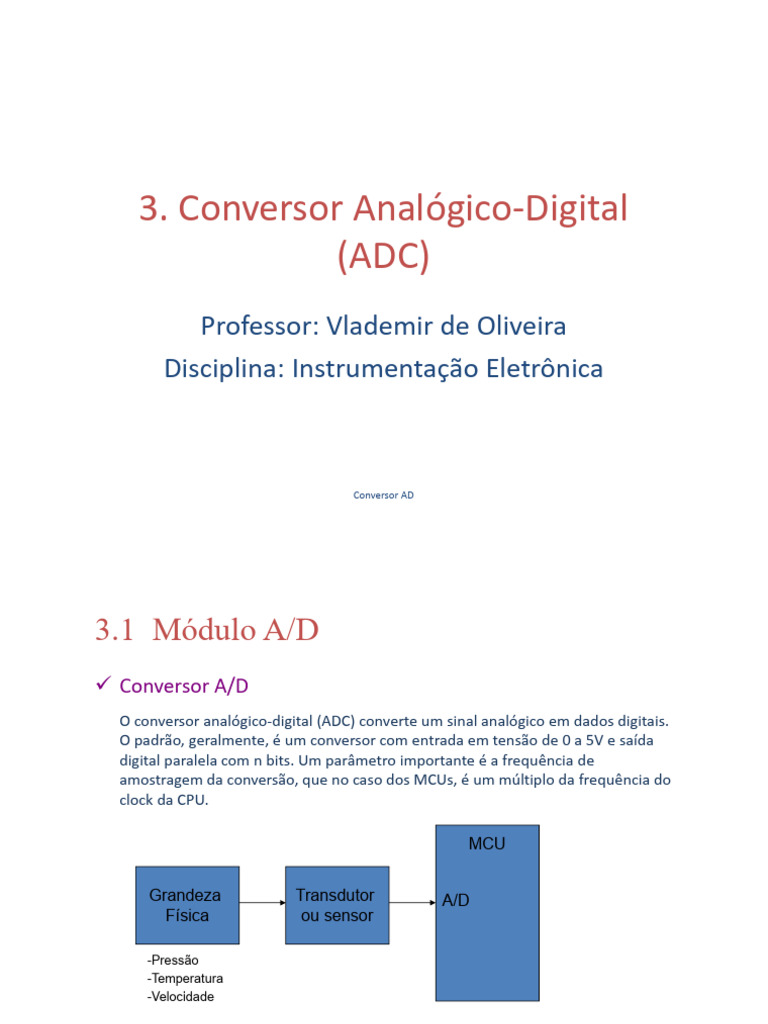 Conversor AD | PDF | Conversor de analógico para digital | Engenharia ...