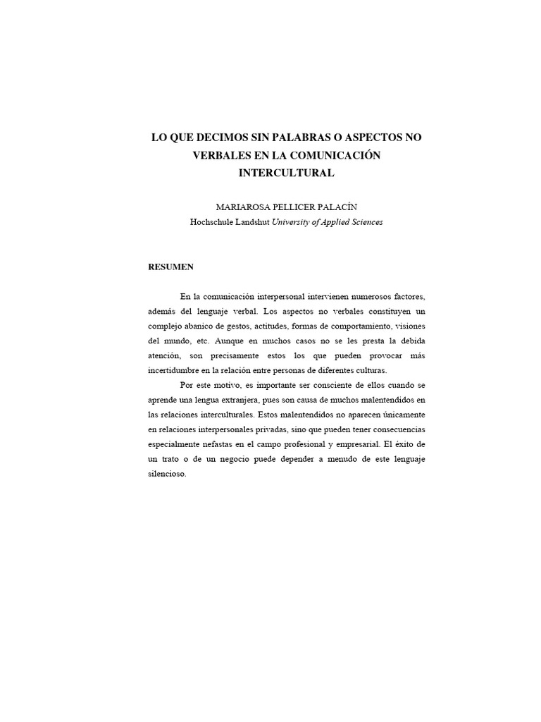 Comunicacion Paraverbal | PDF | Comunicación | Comunicación no verbal