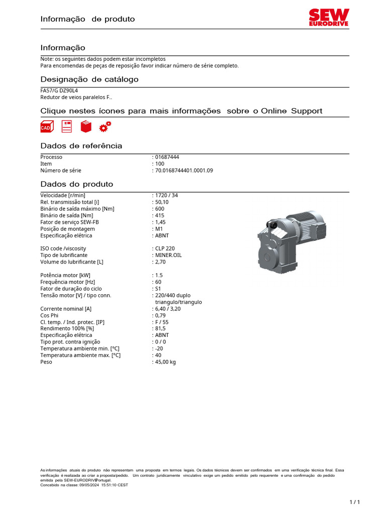 100 FA57 G DZ90L4 ProductData PT PT | PDF | Eletricidade | Engenharia ...