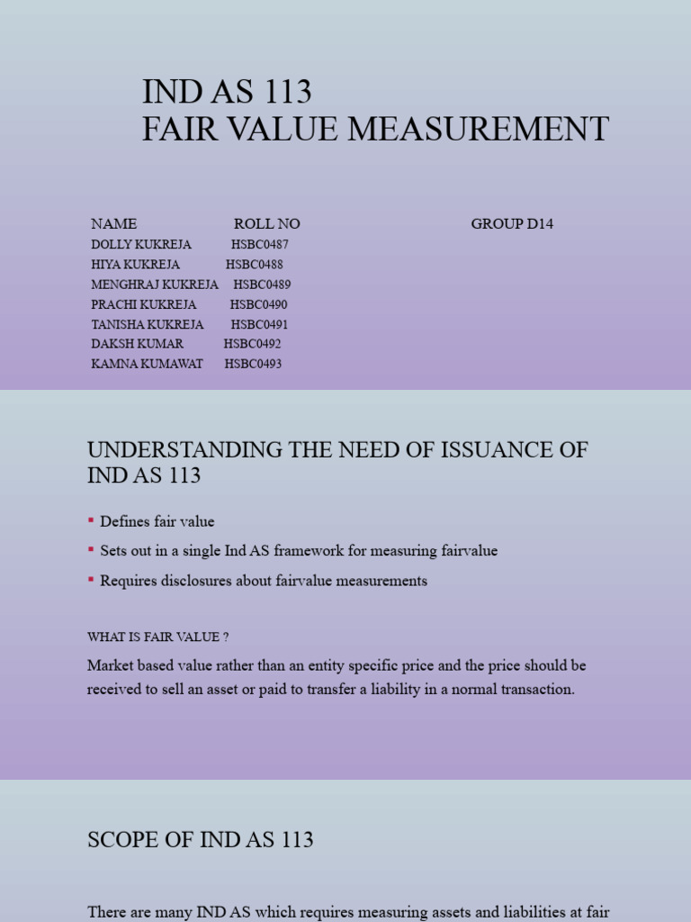 Understanding IND AS 113 Fair Value | PDF | Fair Value | Financial ...