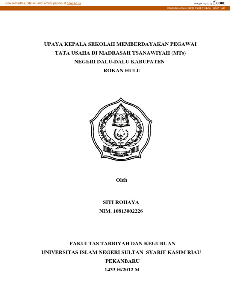 Pemberdayaan TU di MTs Dalu-Dalu | PDF