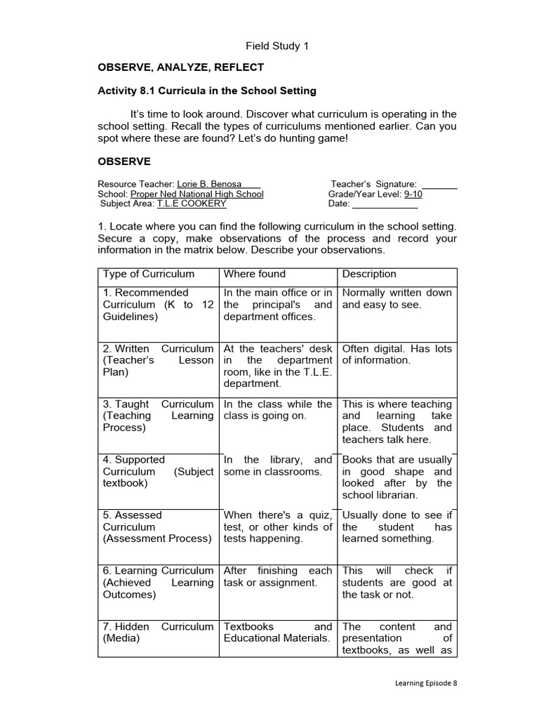 JB - Learning-Episode-8 | PDF | Curriculum | Lesson Plan