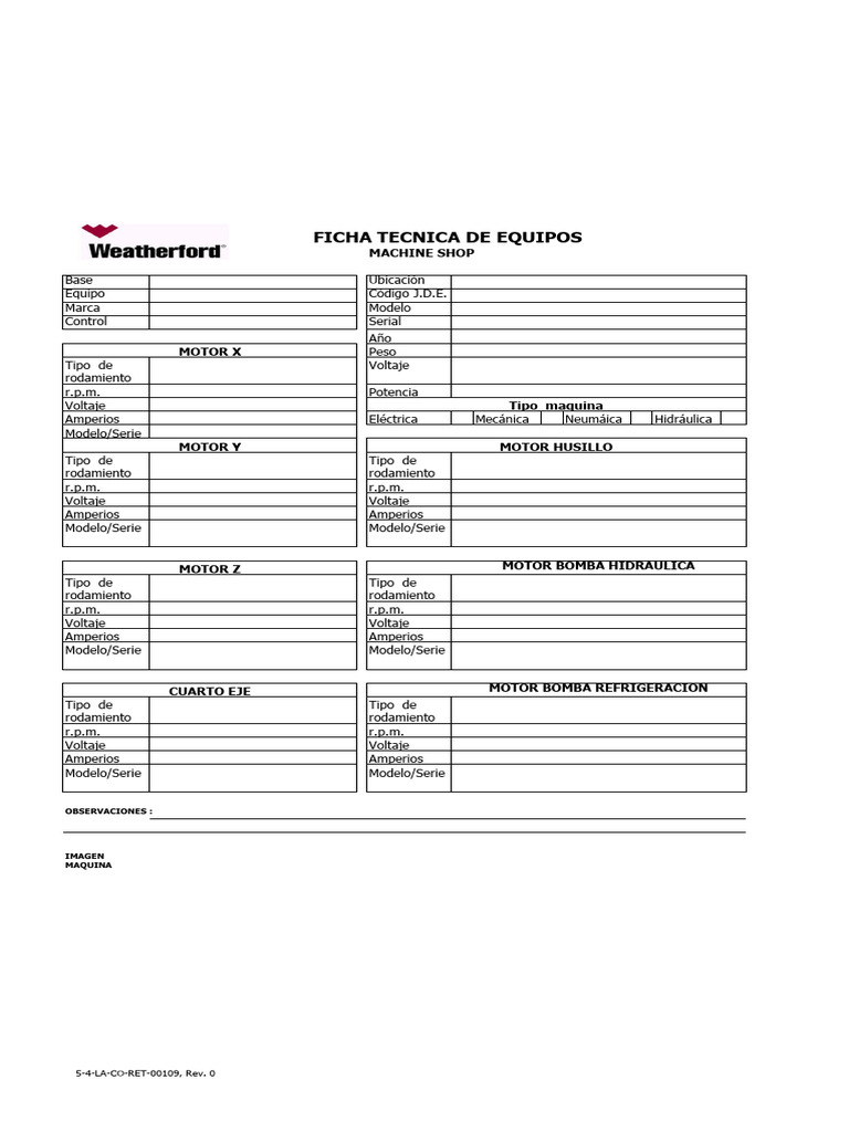 ficha tecnica de equipos | PDF