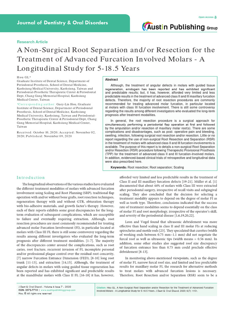 Hou 2020 Root Seperation | PDF | Periodontology | Dentistry