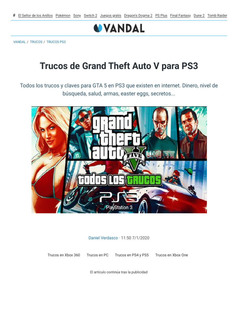 Trucos_de_GTáA_5_para_PS3_-_TODAS_las_claves_que_existen | PDF | Playstation 3