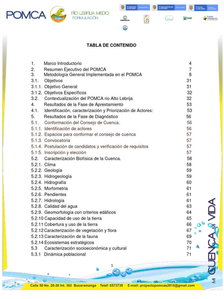 POMCA: Gestión y Diagnóstico Cuenca Lebrija | PDF | Agua subterránea ...