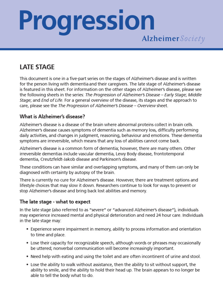 Alzheimer's Late Stage Care Guide | PDF | Dementia | Alzheimer's Disease
