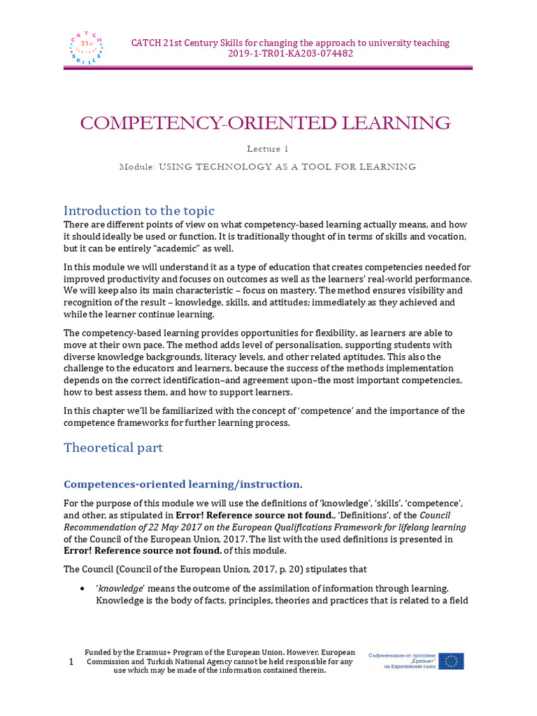 Lecture 1 - COMPETENCY-ORIENTED LEARNING | PDF | Learning | Knowledge