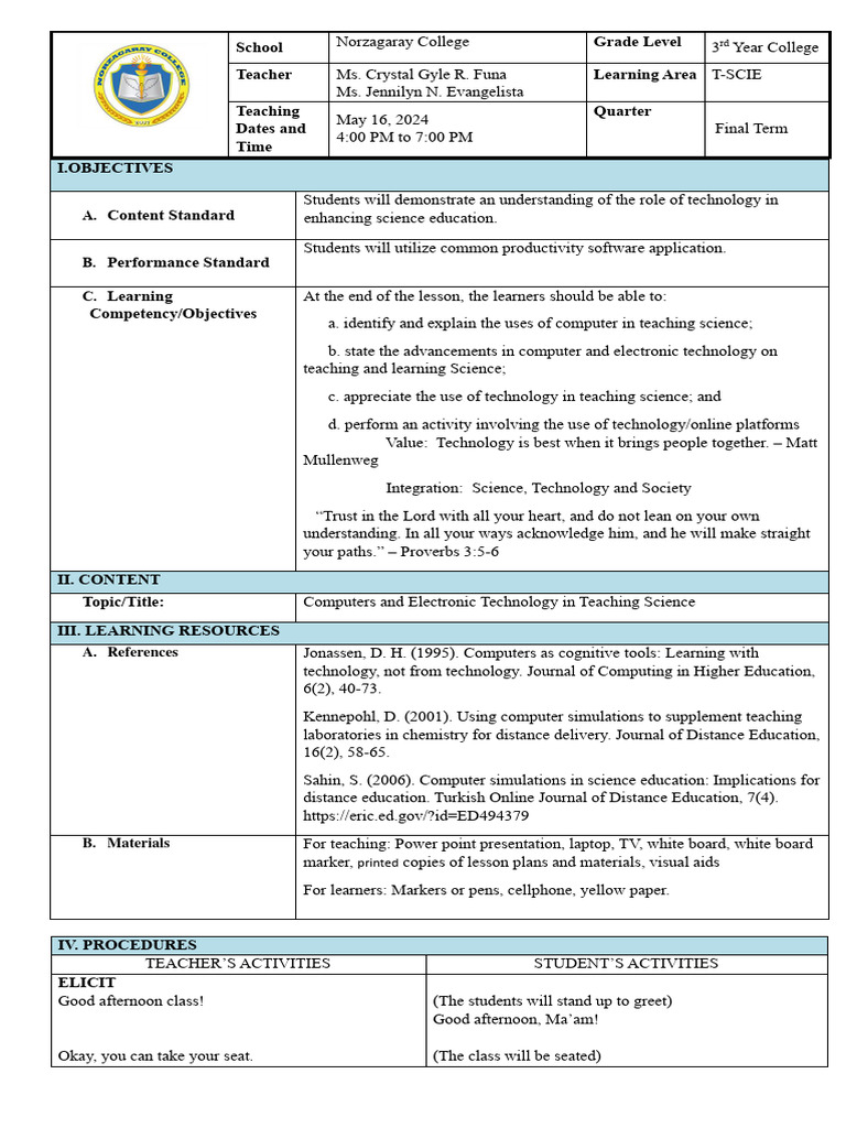7Es DETAILED LESSON PLAN IN TSCIE | PDF | Multimedia | Science