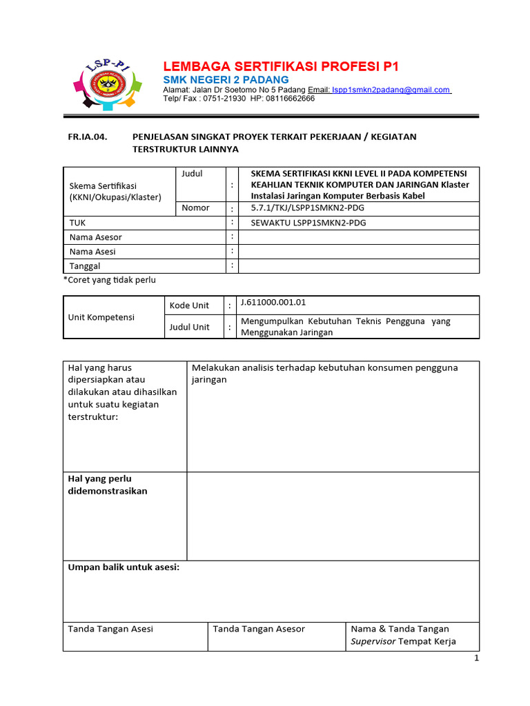FR - IA.04 Penjelasan Singkat Proyek Terkait Pekerjaan Kegiatan ...